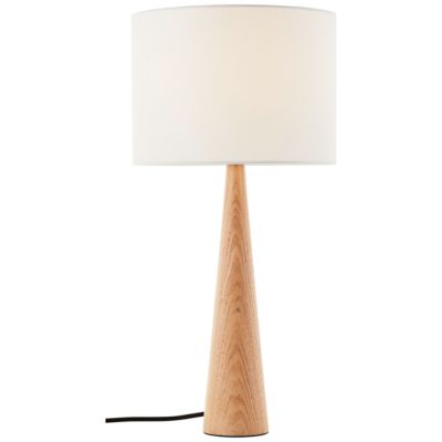 Lampe à poser Kirou blanc pied bois IP20 E27 H.50cm Brilliant