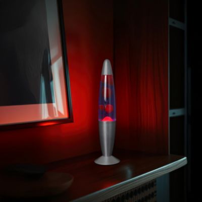 Lampe à poser lave rouge métal chromé H.36cm 30W Seynave