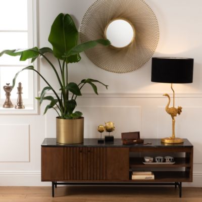 Lampe autruche abat jour velours noir