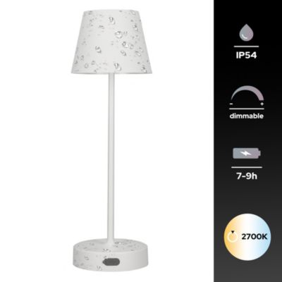 Lampe de table EDO NELI LED 2,7 W blanche avec batterie 2200 mAh IP54 ...