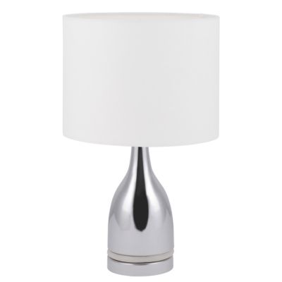 Lampe de table LED Cosima 43,5cm metal plastique textile chrome blanc ...