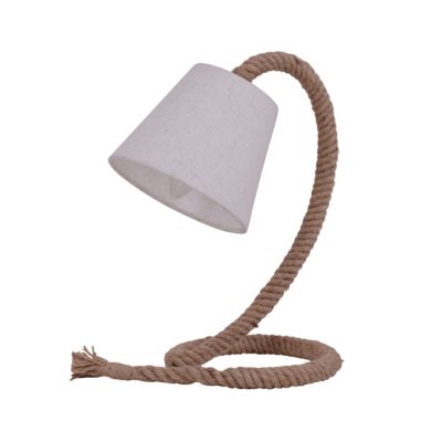 Lampe de table ROPE 35cm metal plastique jute textile blanc douille E14 ...