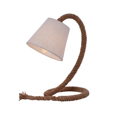 Lampe de table ROPE 35cm metal plastique jute textile blanc douille E14 ...