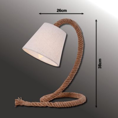 Lampe de table ROPE 35cm metal plastique jute textile blanc douille E14 ...