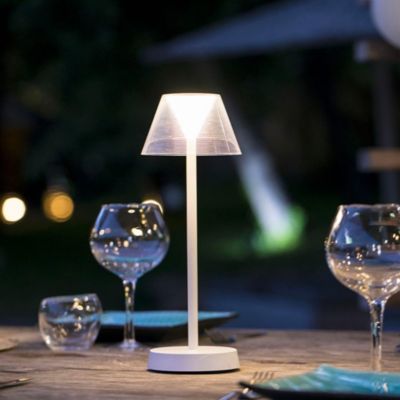 Lampe de table sans fil LED BEVERLY Blanc Plastique H34CM