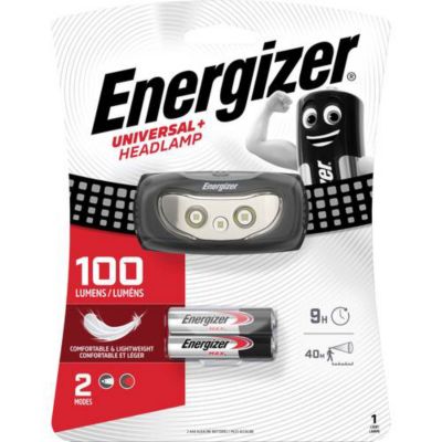 Lampe frontale LED Universal Plus - 100 lm, 44 g, 9 h, piles AAA, noir
