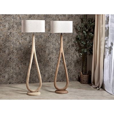 Lampe sur pied en bois naturel design contemporain 60 x 30 x 160 cm ...