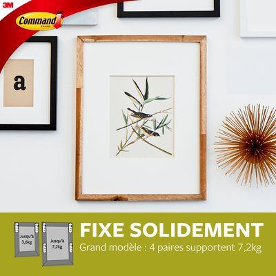 Languette accroche tableau pour cadres grands 3M Command, 24 pièces 7.2 kg
