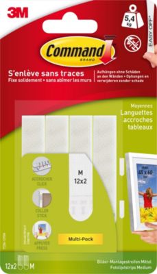 Languette accroche tableau pour cadres moyen 3M Command