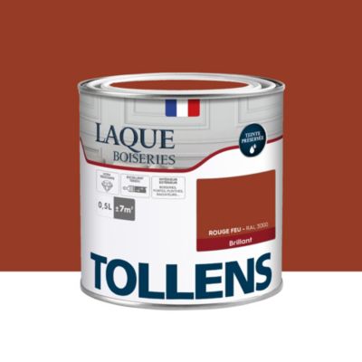 Laque boiseries et métal Tollens RAL 3000 rouge feu brillant 500ml