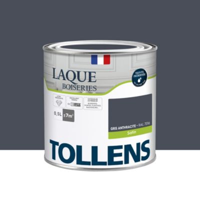 Laque boiseries et métal Tollens RAL 7016 gris anthracite satin 500ml ...