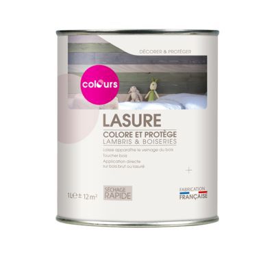 Lasure bois intérieur satiné blanc Colours 1L | Castorama