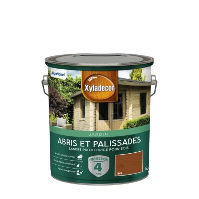 Lasure extérieure de protection pour abris et palissades en bois Xyladecor mat 5L teak