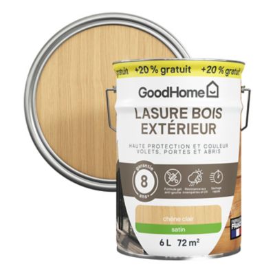 Lasure extérieure GoodHome chêne clair satin 8 ans 5L + 20% gratuit | Castorama