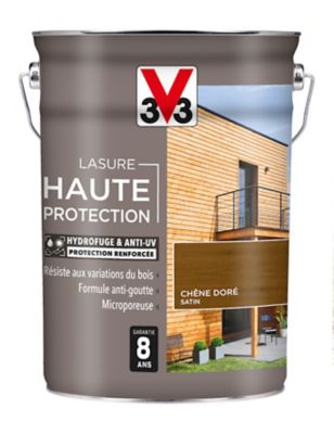 Lasure extérieure Haute protection bois V33 chêne doré satin 5L | Castorama