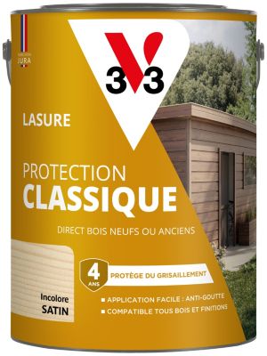 Lasure extérieure Haute Protection Protection Classique V33 incolore satin 5L