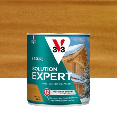 Lasure extérieure Haute Protection Solution Expert V33 chêne doré satin 750 ml | Castorama