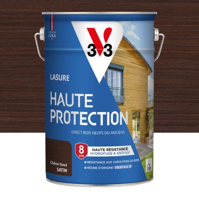 Lasure extérieure Haute Protection V33 chêne foncé satin 5L | Castorama