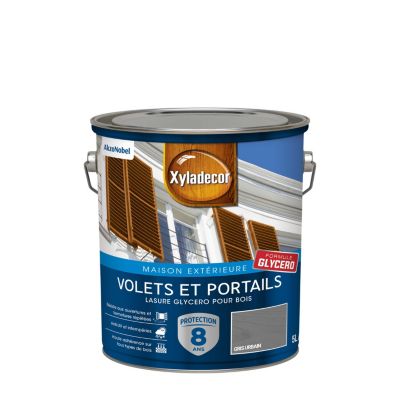 Lasure extérieure protectrice glycéro volets et portails Xyladecor satin 5L gris | Castorama