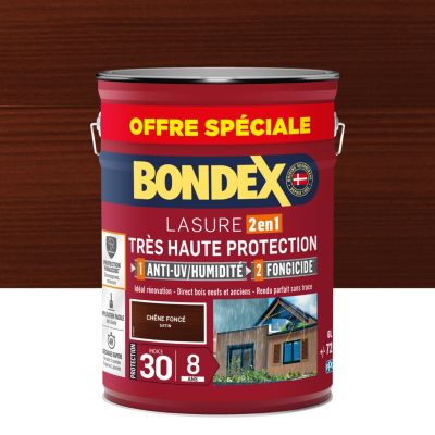 Lasure extérieure très haute protection satin Chêne foncé 8 ans Bondex 6L | Castorama