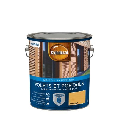 Lasure protectrice acrylique volets et portails Xyladecor satin 5L lin foncé