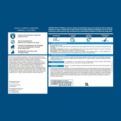 Lasure protectrice acrylique volets et portails Xyladecor satin 5L lin foncé