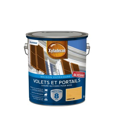 Lasure protectrice glycéro volets et portails Xyladecor satin 5L chêne clair