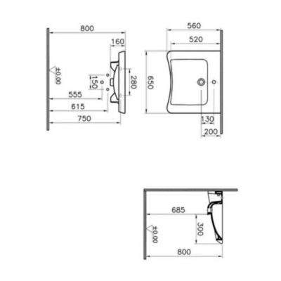 Lavabo blanc (PMR) - Dimensions : 650 x 560 - couleur : blanc - VITRA