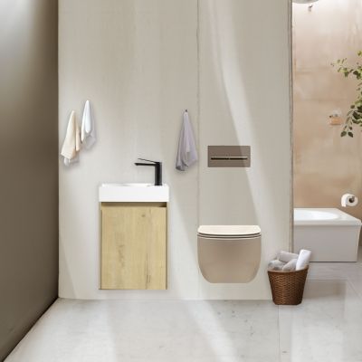 Lave main 40 cm chêne rustique clair Aquastretto