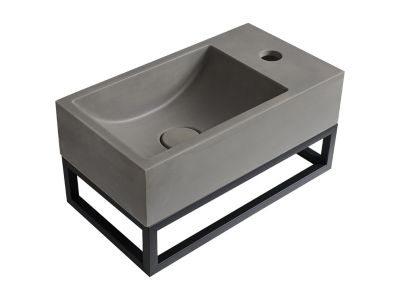 Lave main suspendu en béton avec support - Robinetterie à droite - L40 ...