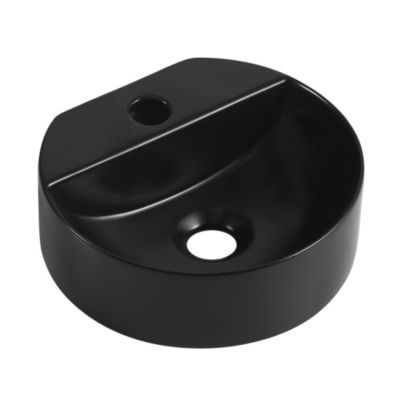 Lave-mains à suspendre en céramique rond noir Savy | Castorama