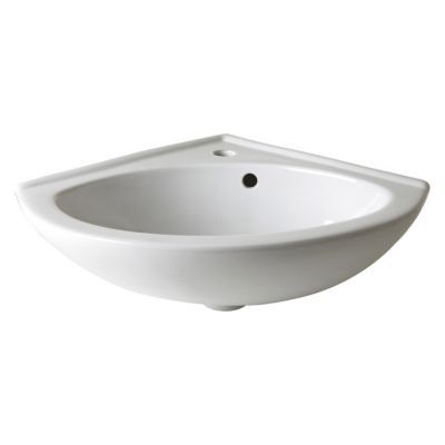 Lave-mains angle céramique blanc 38 cm | Castorama