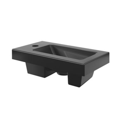 Lave mains en céramique noir, l.45 x H.13 x P.23,5 cm, GoodHome Nira