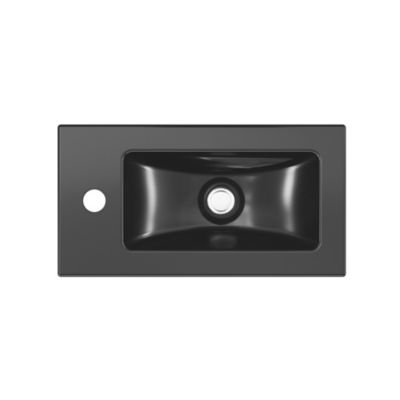 Lave mains en céramique noir, l.45 x H.13 x P.23,5 cm, GoodHome Nira