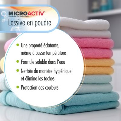 Lessive En Poudre Microactiv 10 L Puissante Pour Blanc Et Couleurs