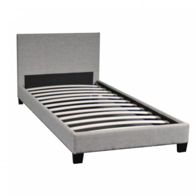 Lit 1 place 90x190cm Tissu Gris clair avec sommier DUSIN | Castorama