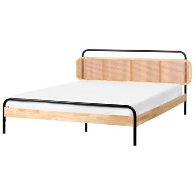 Lit avec sommier Rotin BOUSSICOURT 180 x 200 cm Marron clair