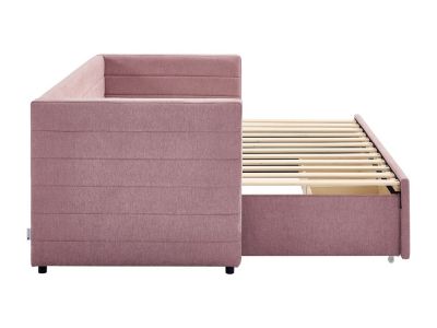 Lit banquette 2 x 80 x 200 cm - Avec sommier peigne et tiroirs - Tissu ...