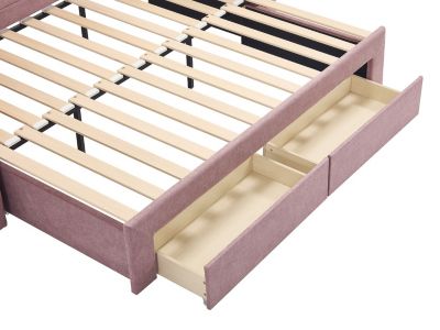 Lit banquette 2 x 80 x 200 cm - Avec sommier peigne et tiroirs - Tissu ...