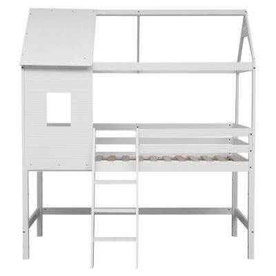 Lit cabane mezzanine pour enfant 190x90cm blanc MARGOT - HAPPY GARDEN