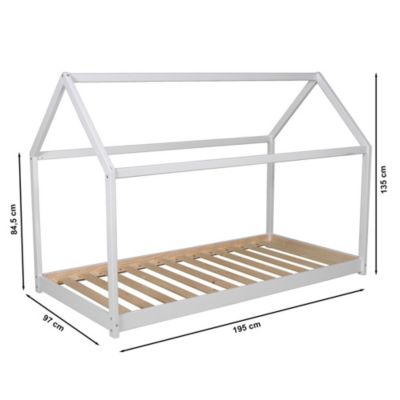 Lit cabane PANDA 90x190 + 1 sommier / Blanc