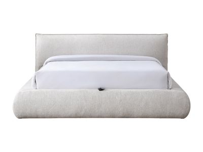 Lit coffre 160 x 200 cm - Tissu - Beige + Matelas - MIRSIO