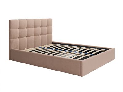 Lit coffre 180 x 200 cm - Velours - Beige - MIRDAL