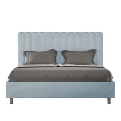 Lit coffre rembourré en microfibre bleu clair Agueda 140x200 | Castorama