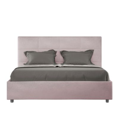 Lit coffre rembourré microfibre glycine Mika 140x200 | Castorama