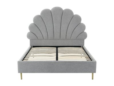 Lit coquillage 140 x 190 cm - Tissu - Gris clair - LIVAYA