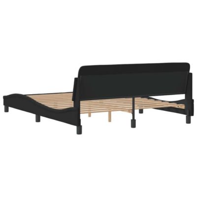 Lit double, Lit adulte, Cadre de lit Dover noir 160x200 cm velours