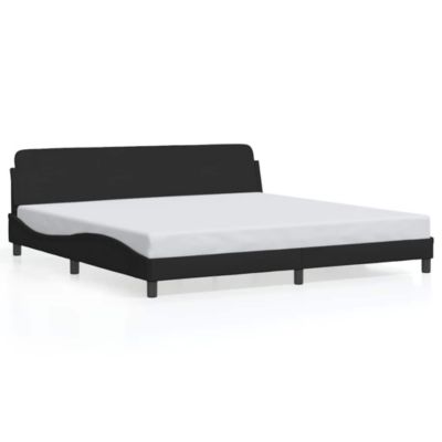 Lit double, Lit adulte, Cadre de lit Dover noir 200x200 cm tissu