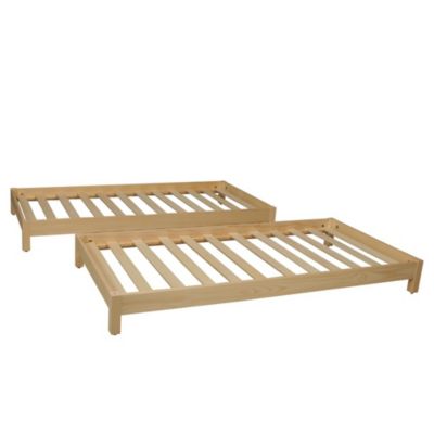 Lit empilable 1 place 90x190cm 2 sommiers inclus Bois clair