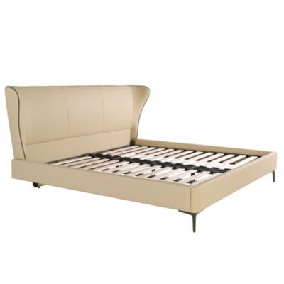 Lit en similicuir crème moderne avec sommier multi-lits